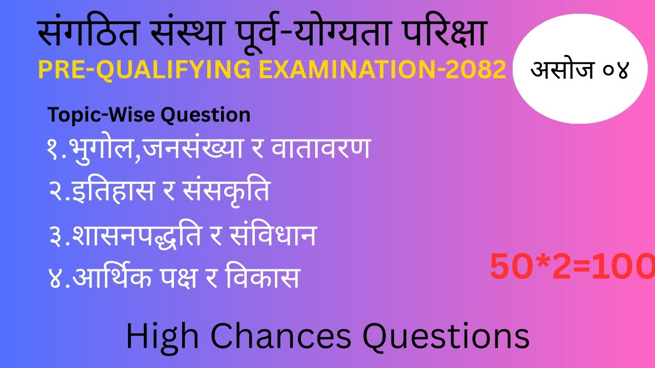 संगठित संस्था पुर्व-योग्यता परिक्षा-२०८१ | Pre-Qualifying Exam-2081 ...