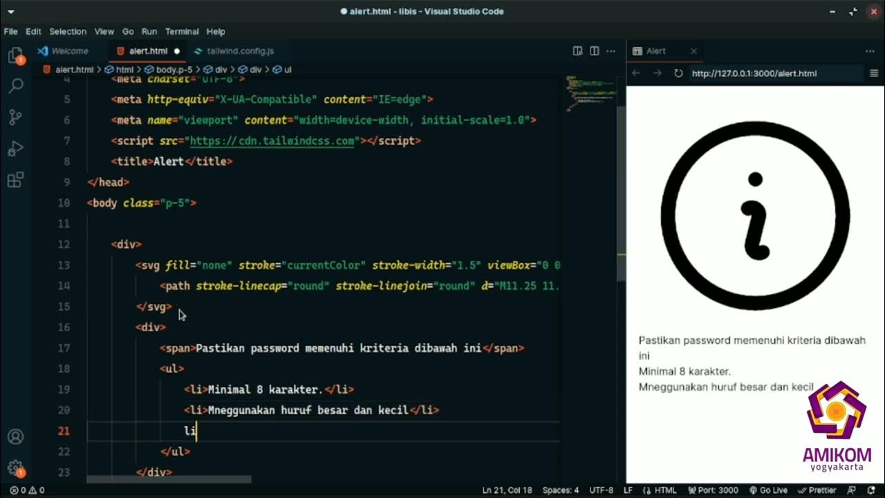 TUTORIAL MEMBUAT ALERT MENGGUNAKAN TAILWIND CSS - YouTube