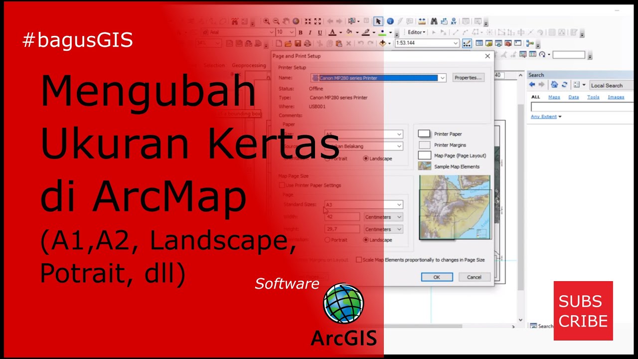 ArcGIS | Mengubah Ukuran Kertas di ArcMap ( A1, A2, Portrait, Landscape ...