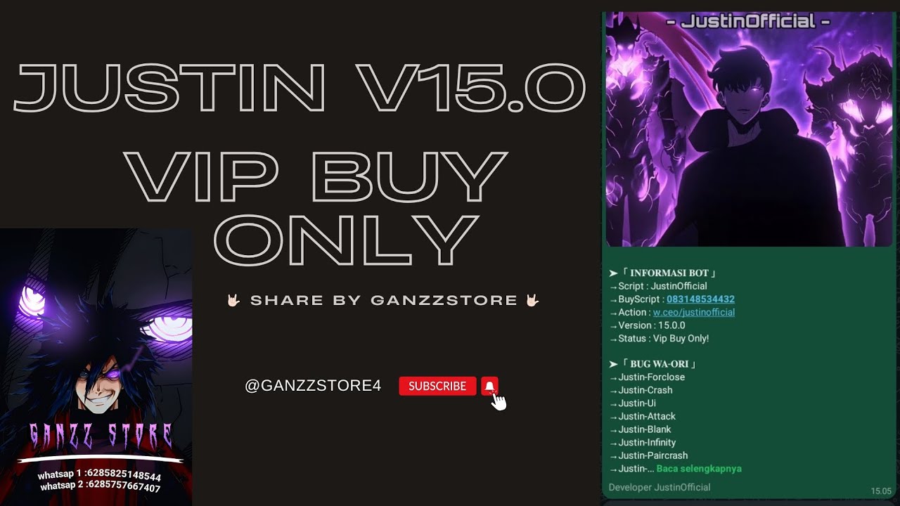 🔥 SCRIPT BOT BUG WA JUSTIN V15 VVIP SUPERR GANASS - YouTube