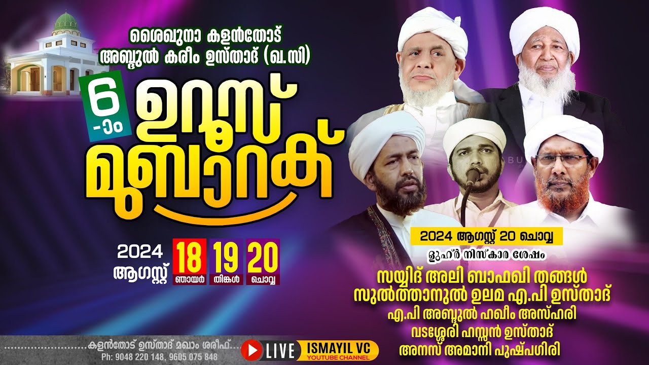 ശൈഖുനാ കളൻതോട് അബ്ദുൽ കരീം ഉസ്താദ്(ഖ.സി) 6-ാം ഉറൂസ് മുബാറക്ക്. Day.3/3 ...