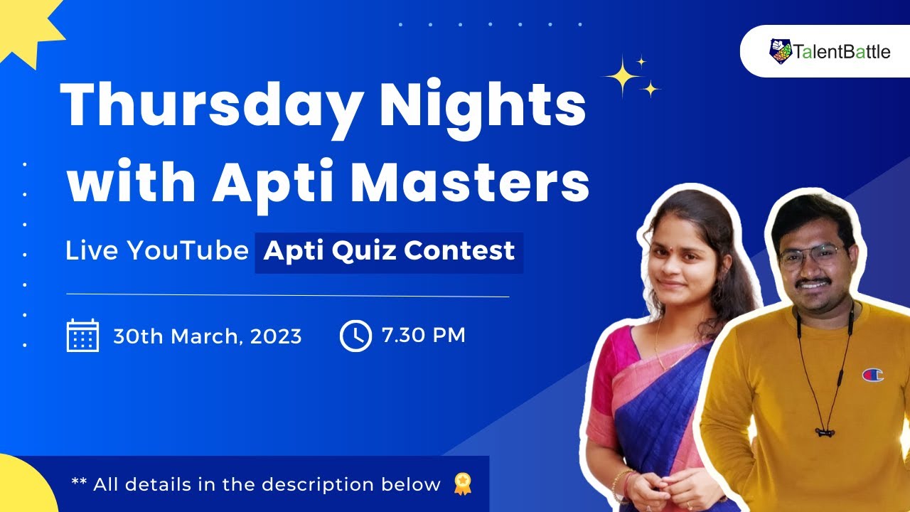 Thursday Night with Apti Masters by Talent Battle! | Free Aptitude Quiz ...