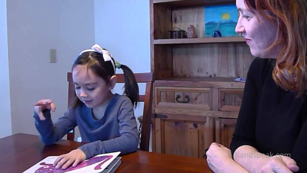 Preschooler reading and telling in sign language - YouTube