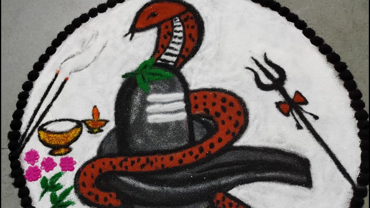 Shivling with Nagadevata Rangoli Design for Nagapanchami : Mahadev ...