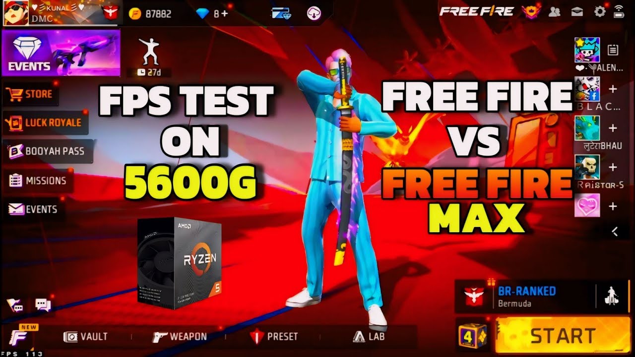 Free Fire Max vs Normal Free Fire FPS Test On AMD Ryzen 5 5600g🔥😍 ...
