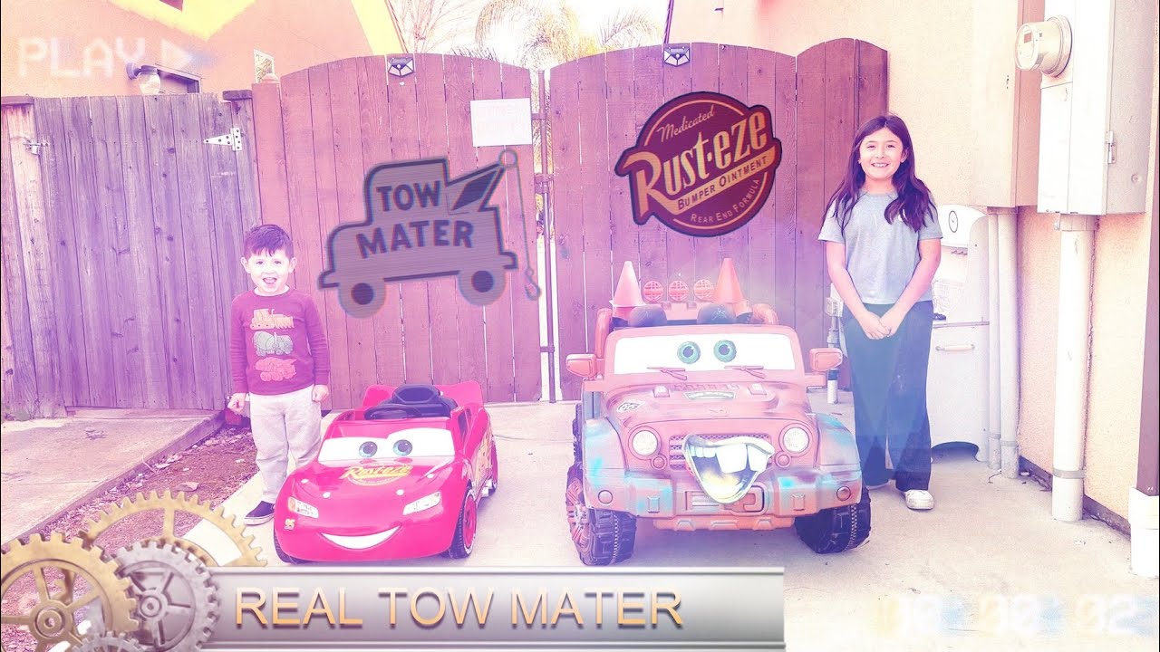 Disney Pixar Cars Tow Mater Truck racing against a Lightning McQueen ...