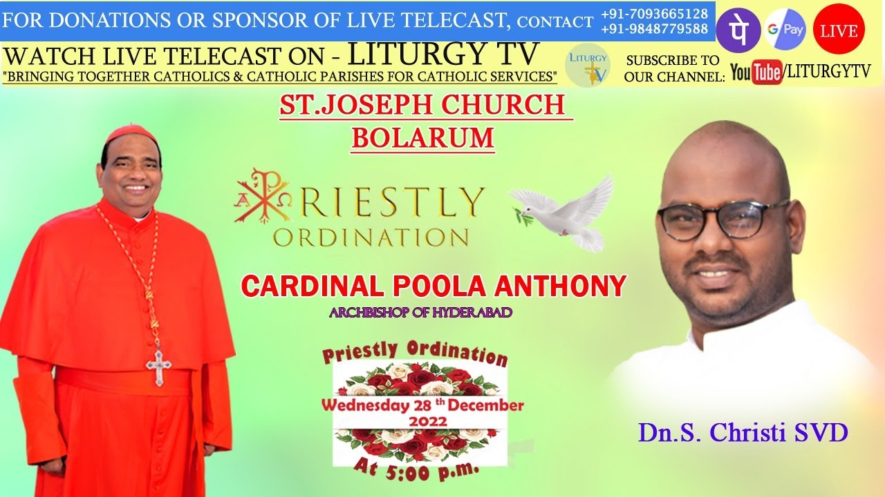Cardinal Poola Anthony | Priestly Ordination | Dn. S Christi SVD |St ...