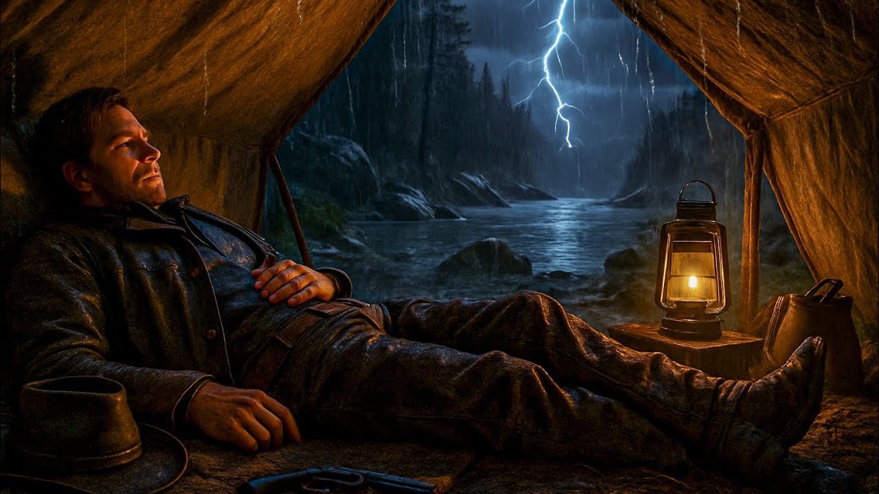 Peaceful Alone Camping in the Tent by the River – Thunderstorm Night ...