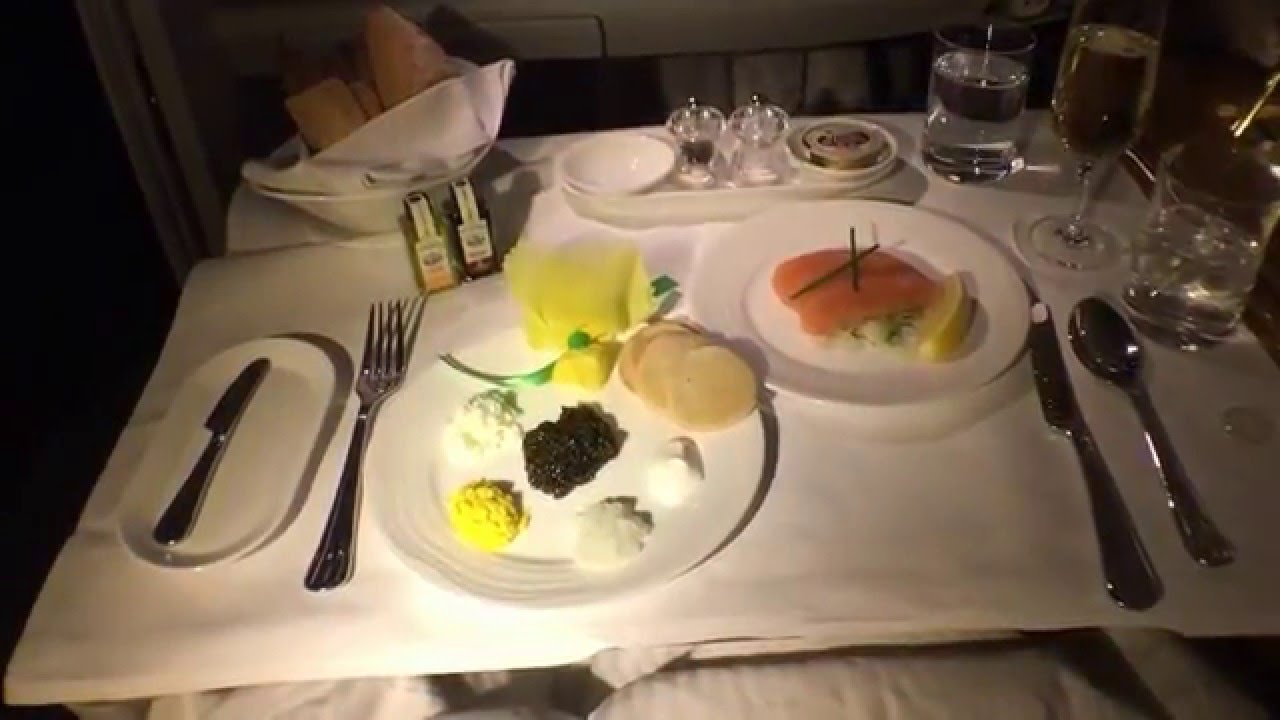 Caviar & Dom Perignom in the Emirates first class suite at 40,000 ft ...