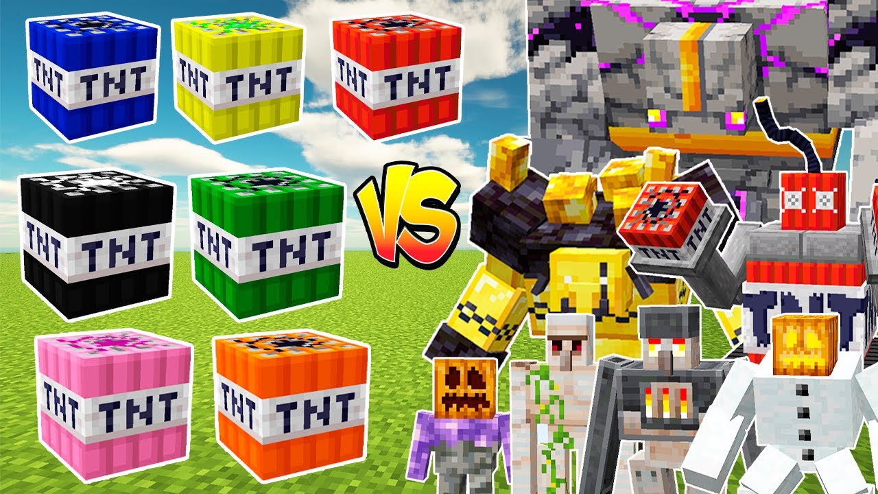 All Golems vs All TNT | Golemania Mobs and More TNT - YouTube