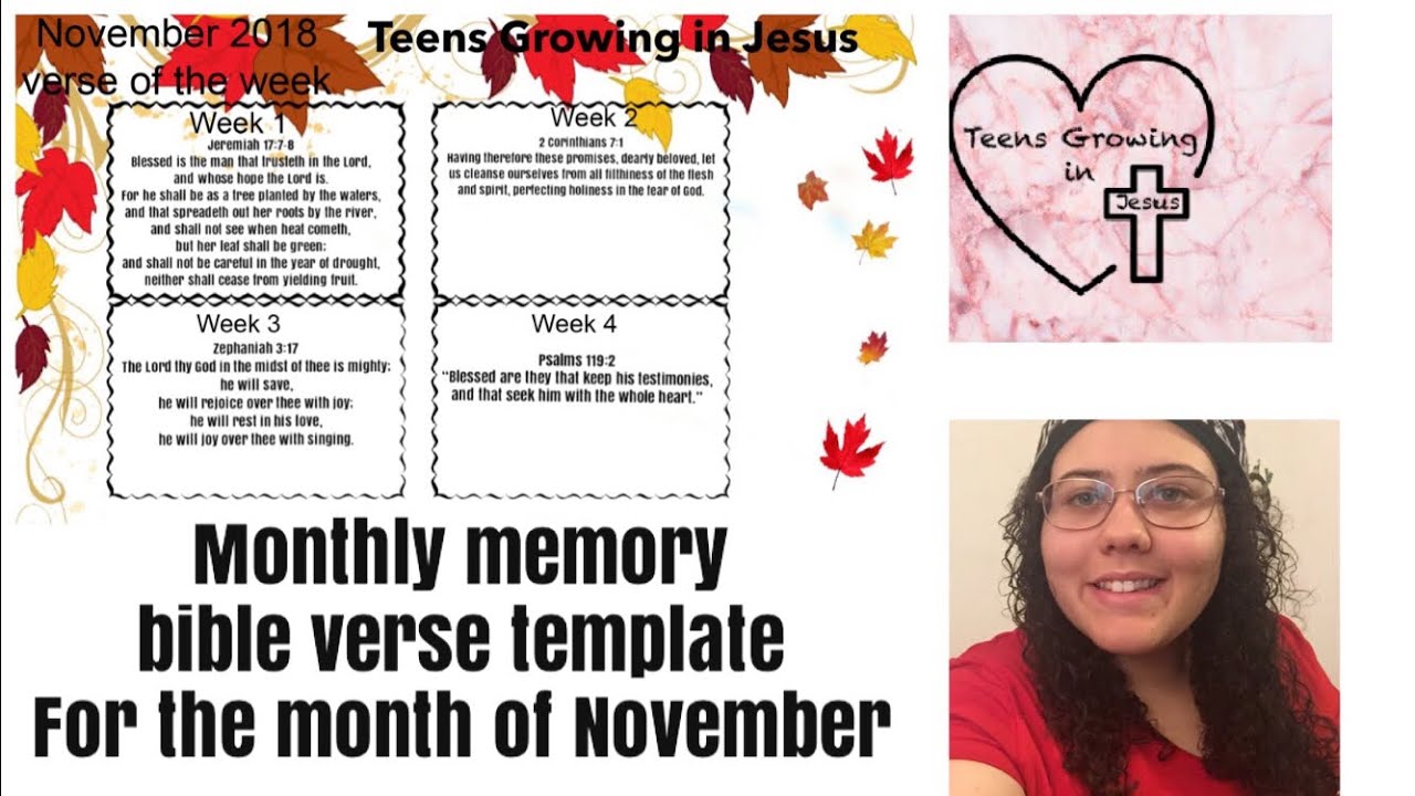 Monthly memory verses template for November - YouTube