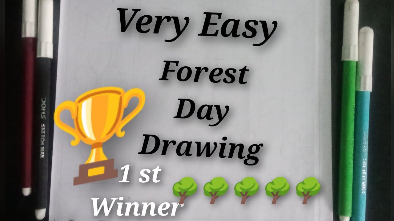 Very Easy forest Drawing | World Forestry Day Poster Drawing ...