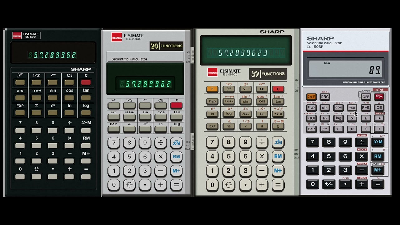 Sharp EL-500 vs EL-5800 vs EL-5000 vs EL-506P quadruple calculator ...