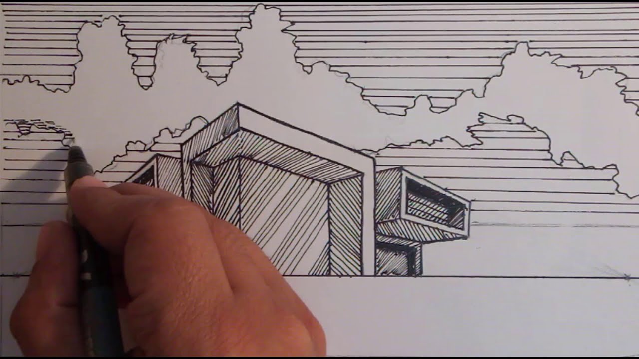 How To Draw A House In Perspective : Architecture Drawing - YouTube