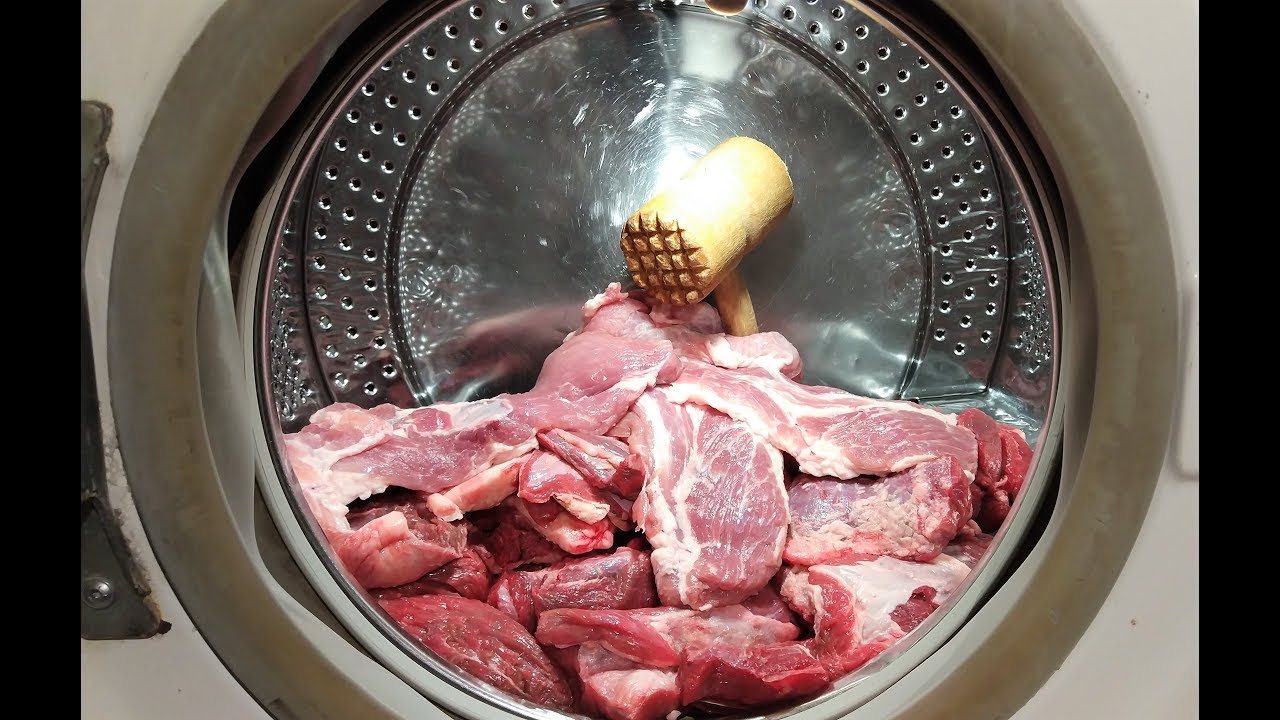 Experiment - Cooking Meat - in a Washing Machine - centrifuge - YouTube