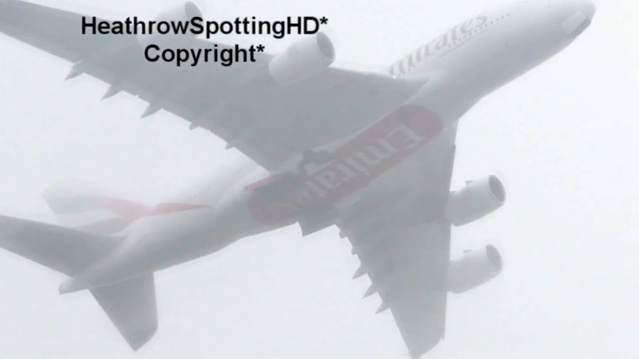 Emirates A380-800 Bad Weather Departure | 09R LHR | - YouTube