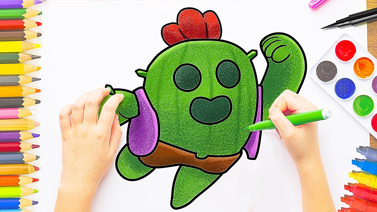 COMO DIBUJAR A SPIKE BRAWL STARS - paso a paso facil - YouTube