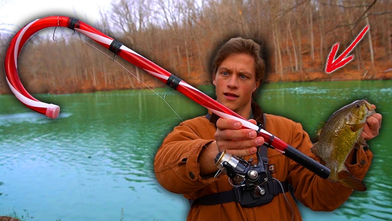 I built a candy cane fishing rod...... - YouTube