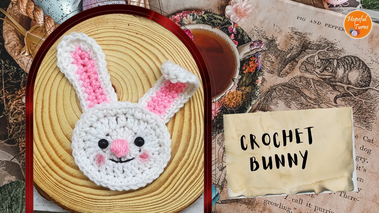 Crochet Bunny Rabbit Applique | Animal face Crochet Blanket Applique ...