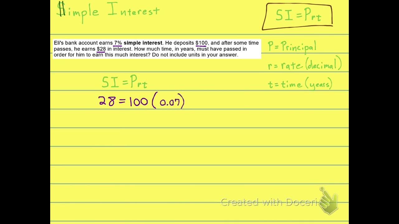 Simple Interest using SI formula - YouTube