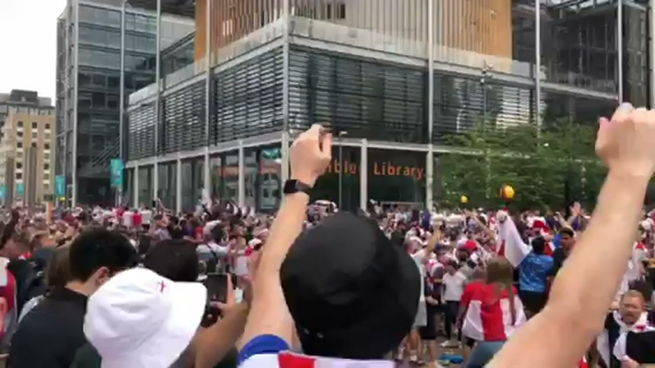 England fans chant and dance at Wembley as they prepare for Euro 2020 ...
