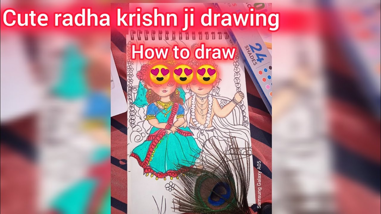 cute drawing of radha krishn 😍|| how to draw cute radha krishn || - YouTube