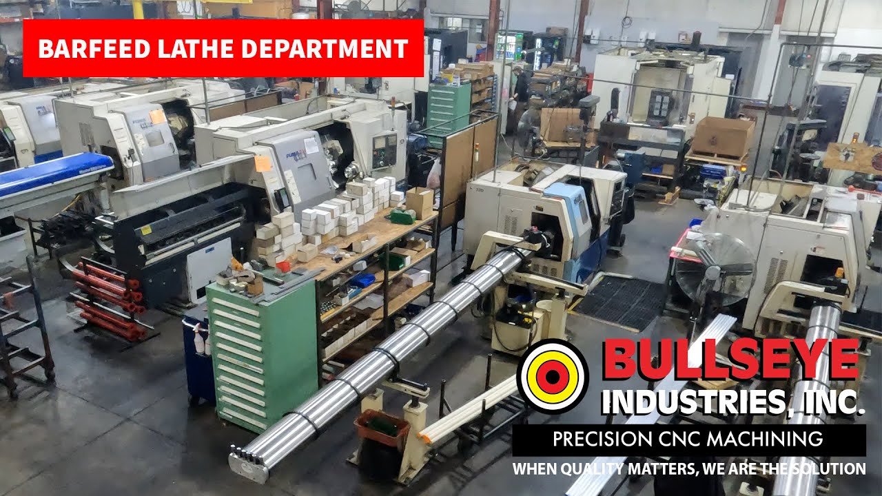 Barfeed Lathe Department | Bullseye Industries, Inc. - YouTube