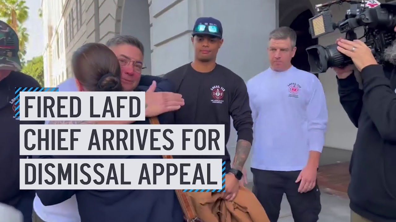 Fired LAFD chief speaks after arrival at City Hall for appeal - YouTube