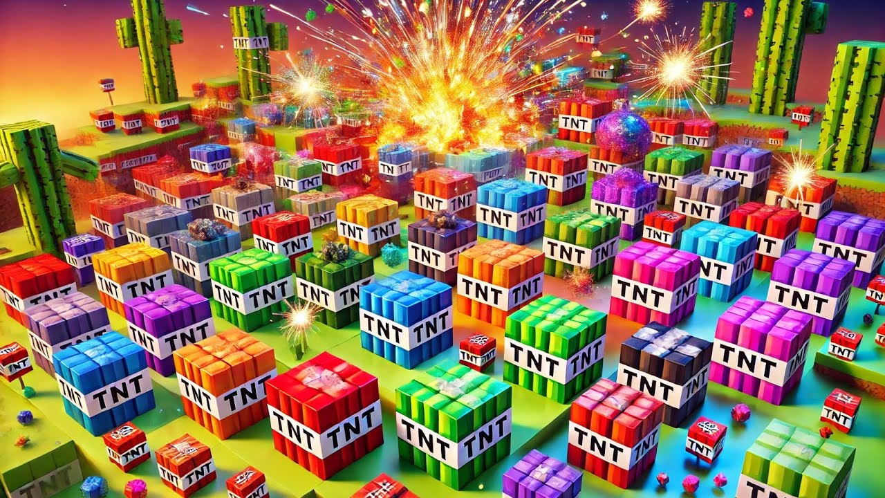 Really cool TNT explosions in Minecraft TNT times 50 - YouTube