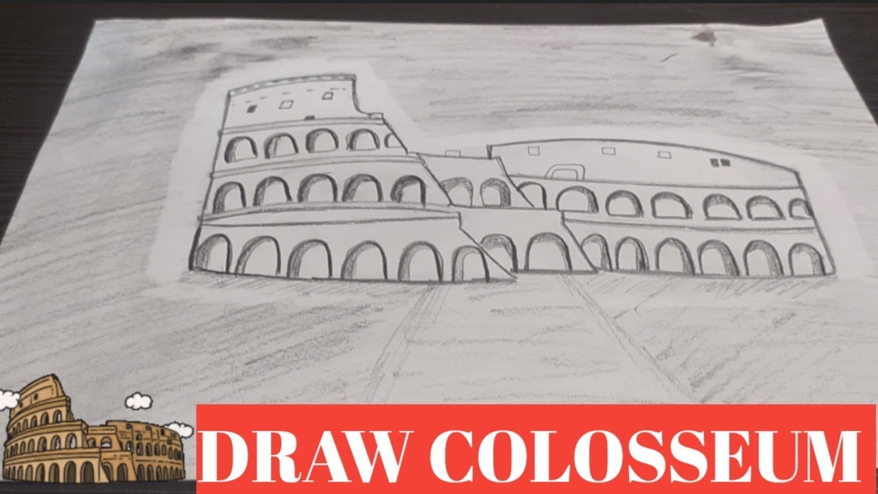 How to draw Colosseum step by step / Easy Colosseum Drawing / Pencil ...