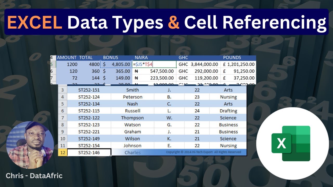 EXCEL DATA ENTRY, CELL REFERENCING AND FORMATTING - Master Your Spreadsheets - YouTube