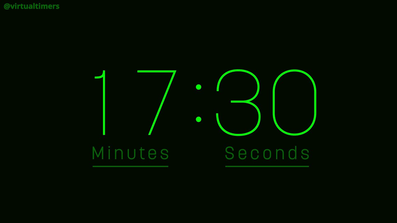 17 Minutes and 30 Seconds Countdown Timer with Alarm & Time Markers ...