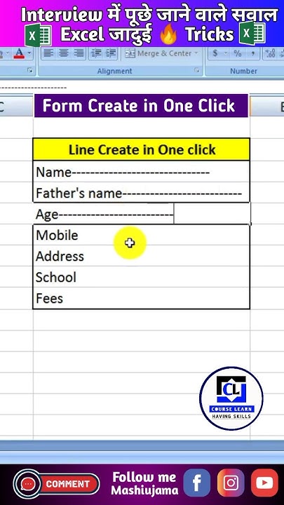 Form Create in Excel 🤩🔥 #shorts #exceltricks - YouTube
