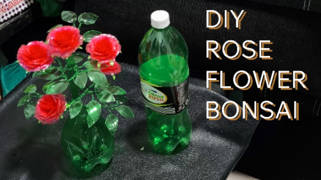 5 roses bonsai diy plastic bottle & drinking straw best out waste - YouTube