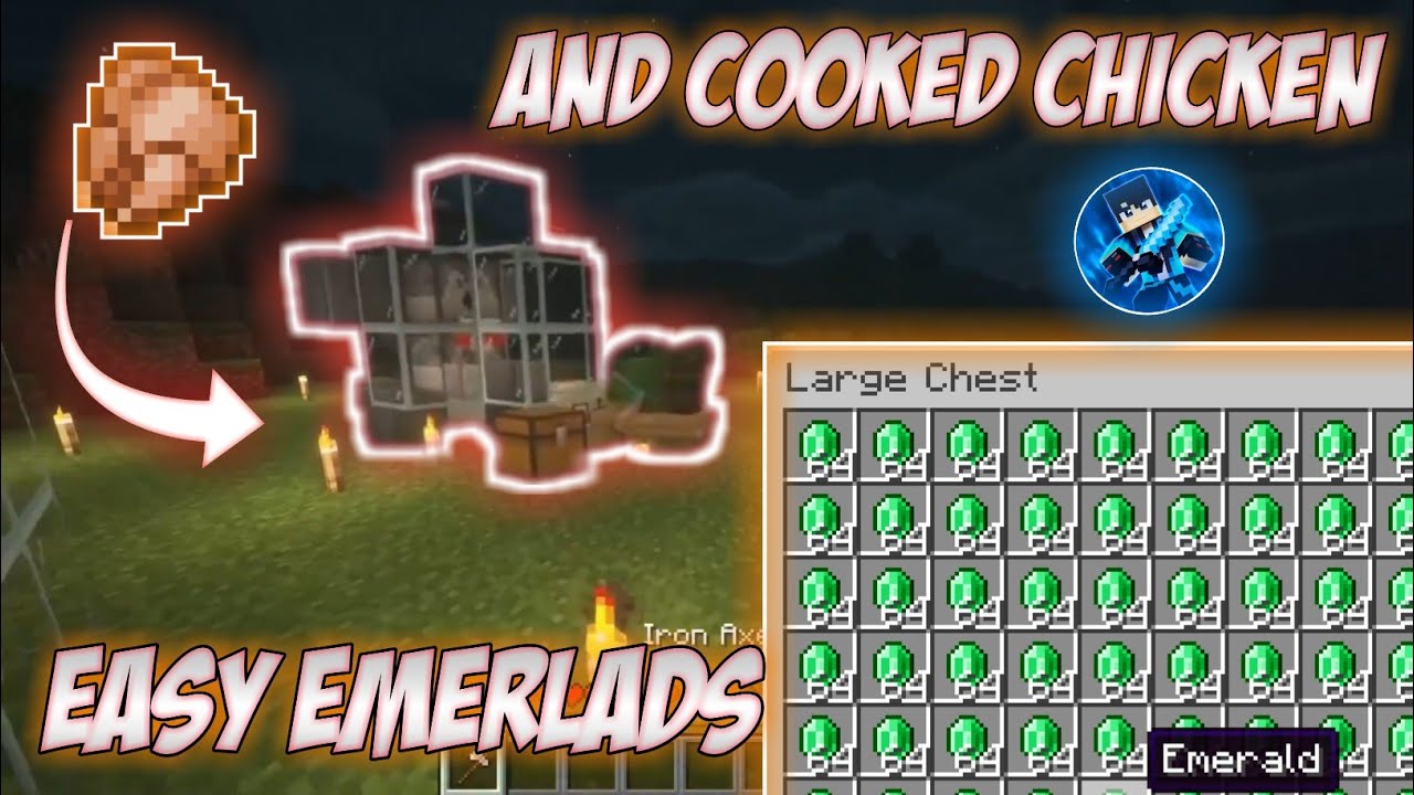 AUTO Cooked Chicken + EMERALD Farm (Easiest Way to get Emeralds) - YouTube