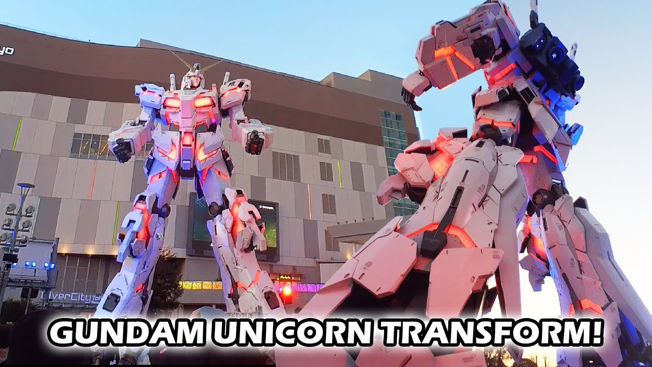 Unicorn Gundam transformation at Diver City Tokyo Japan 👍 - YouTube