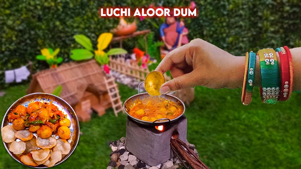Perfect Miniature Luchi Aloor Dum | Mini Luchi Aloor Dum Recipe | Miniature Cooking | Mini ...