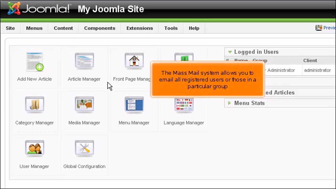 Joomla!: How to Use the Mass Mail System - YouTube