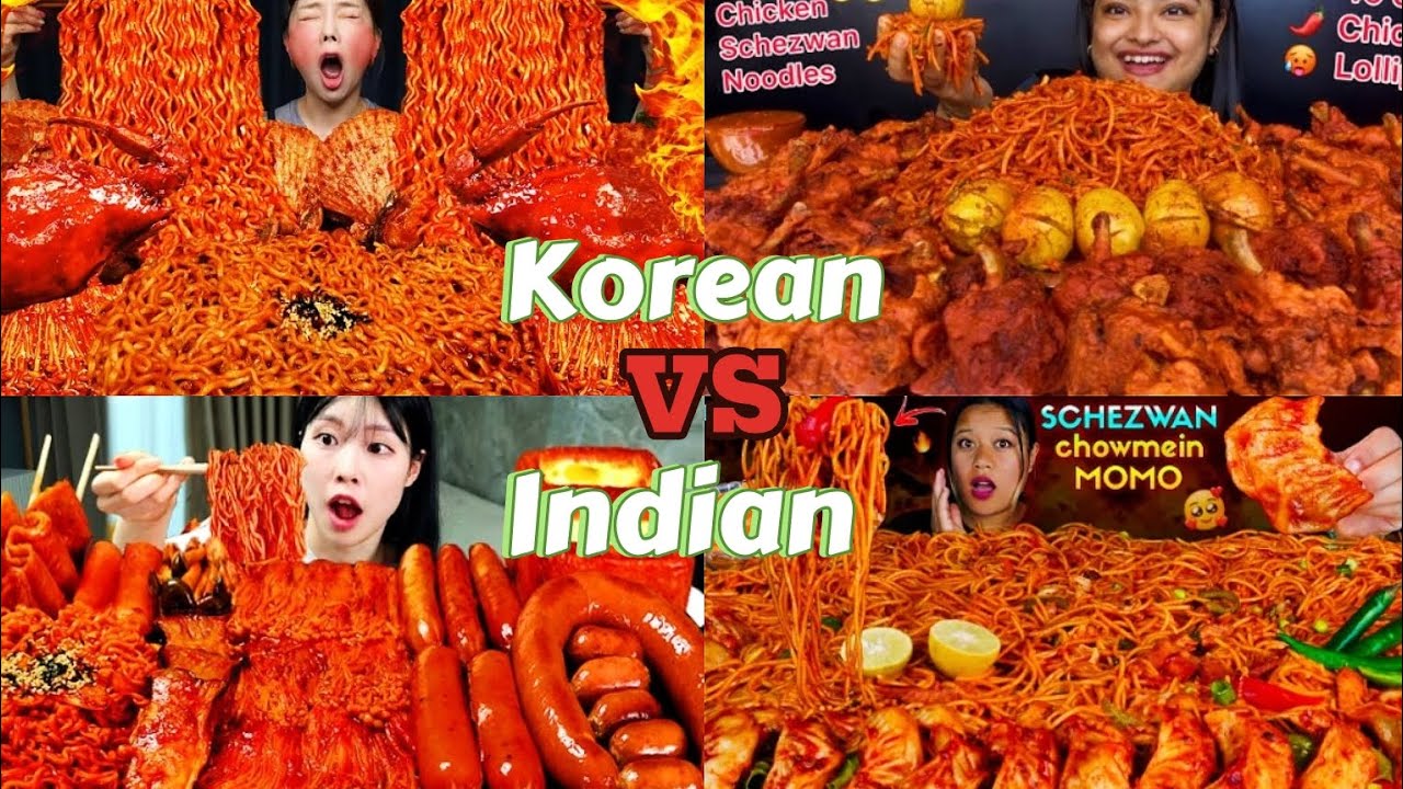 2x Speed |Korean vs Indian spicy Mukbang ASMR Compilation - YouTube