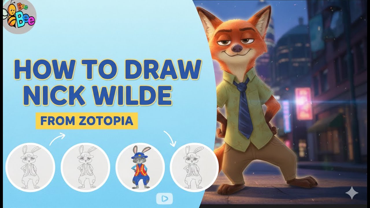 How to Draw Nick Wilde 🐺from Zootopia 🐺Easy Tutorial - YouTube