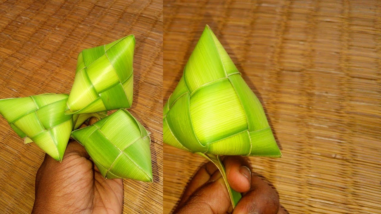 How to make a palm Triangle box(coconut tree leaf) - YouTube