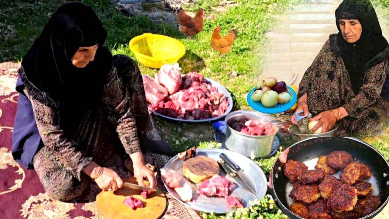 Village life in Iran: Cooking Kurdish Meatballs and Rice | Iranian ...