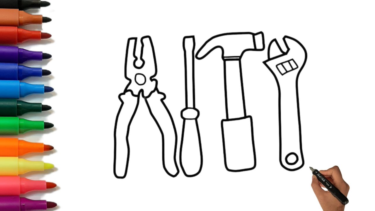 Learn to draw tools easy drawing for kids and toddlers - YouTube
