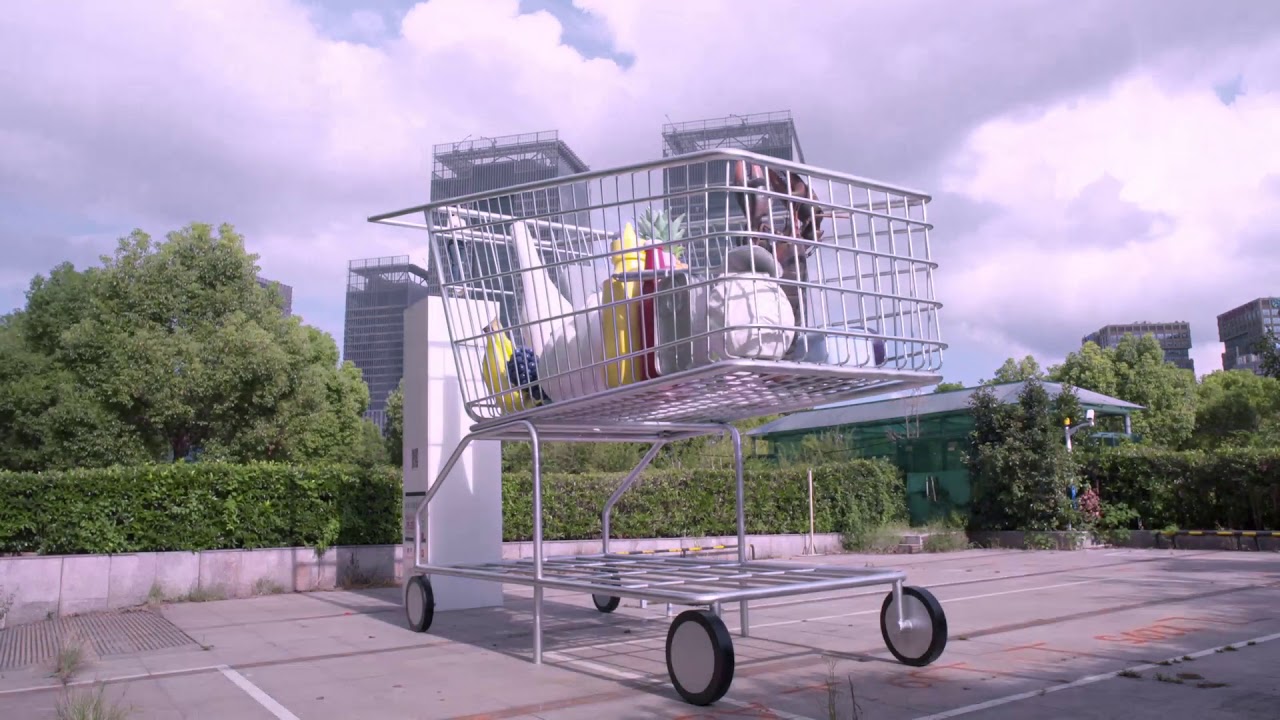 Robot Pushing Shopping Cart - YouTube