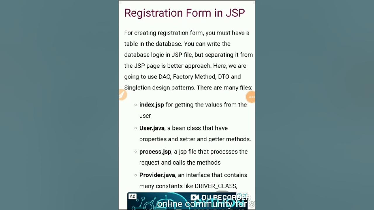 JSP registration form - YouTube