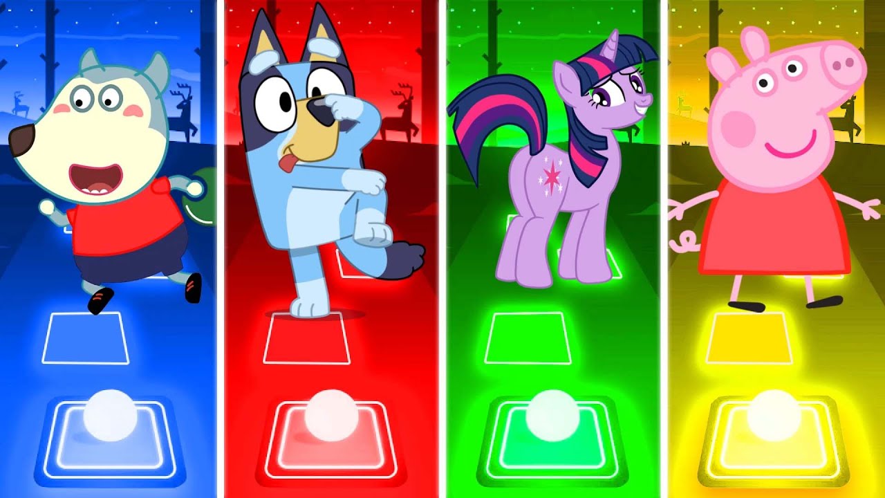 Wolfoo Family Vs Bluey Vs Twilight Sparkle Vs Peppa Pig - Tiles Hop EDM ...