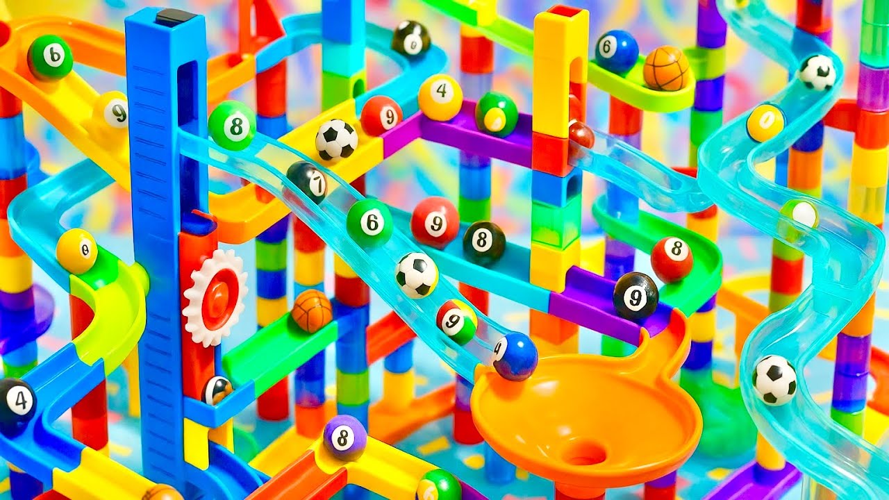 Marble Run with a Real-Life Water Slide ASMR - YouTube