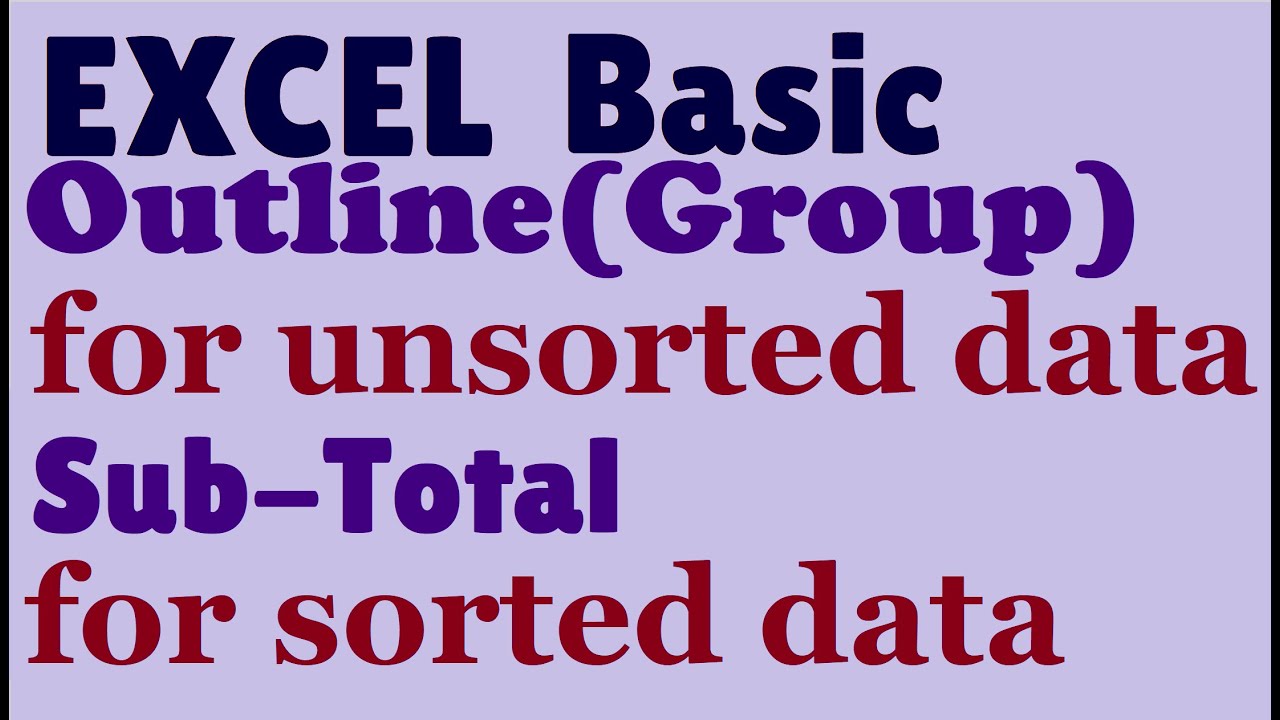 MS Excel Basic for Beginners | Subtotals Outline (group) - YouTube