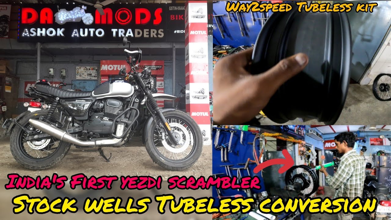 INDIA'S FIRST VIDEO YEZDI SCRAMBLER | STOCK RIMS TUBELESS CONVERSION ...