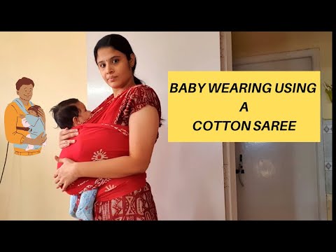How to baby wear using a cotton saree | DIY Baby wrap in saree